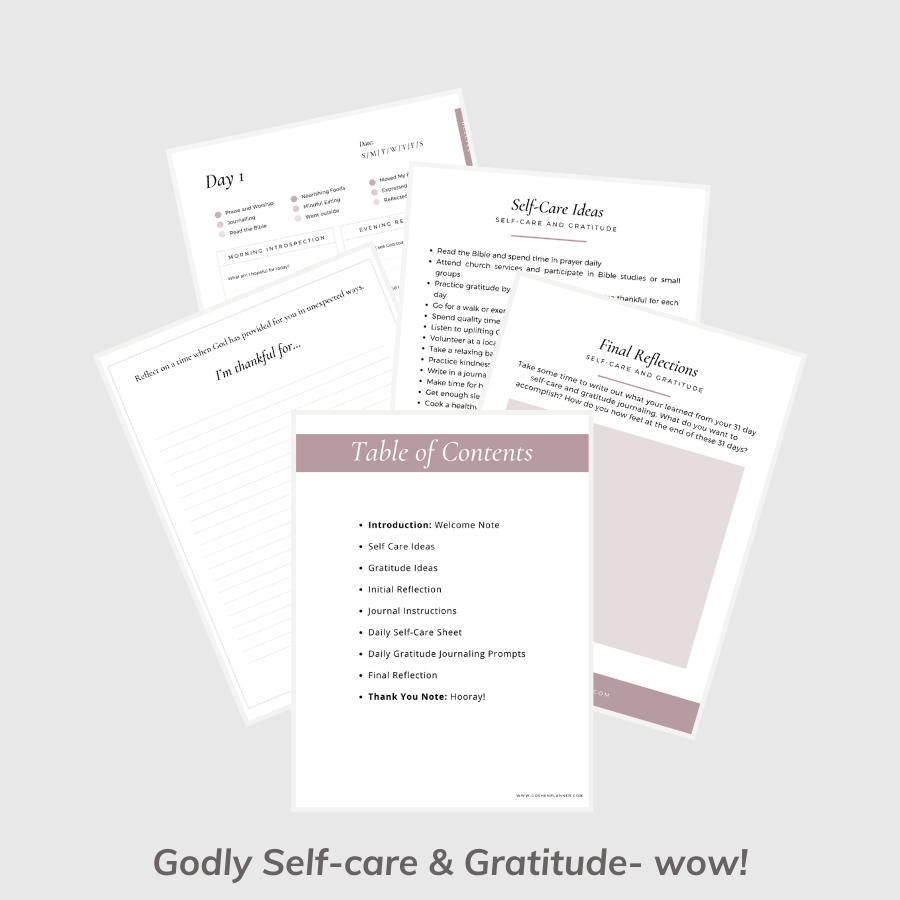 31-Day Christian Self-Care and Gratitude Journal – Goshen Planner